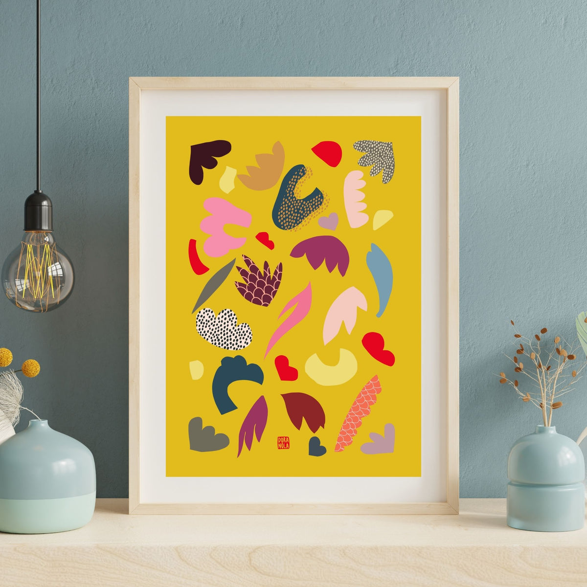 Yellow abstract In Shape art Print | Dora Nola
